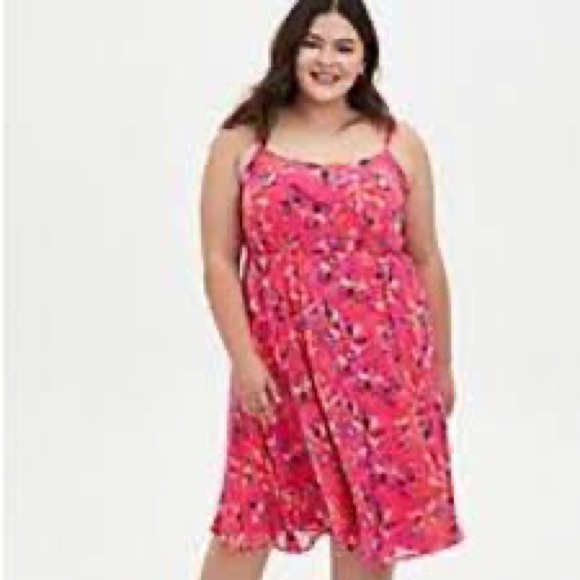 torrid | Dresses | Torrid Pink Chiffon Skater Dress With Pockets Size ...